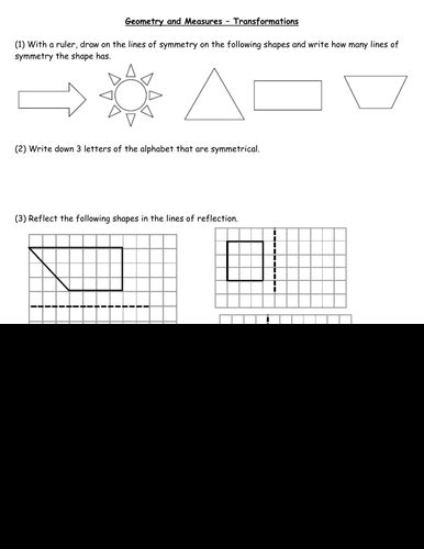 Ks3 Maths Transformations Worksheet Teaching Resources