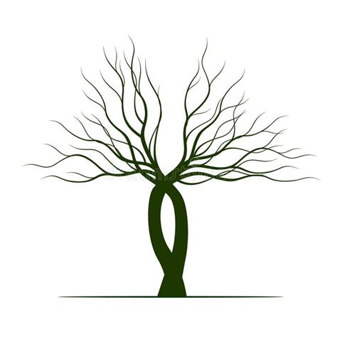 Set Of White Naked Trees On Black Background Vector Illustration And Concept Pictogram Stock