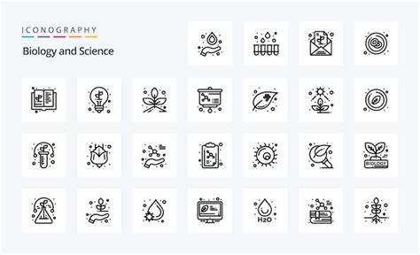 25 생물학 라인 아이콘 팩 무료 벡터