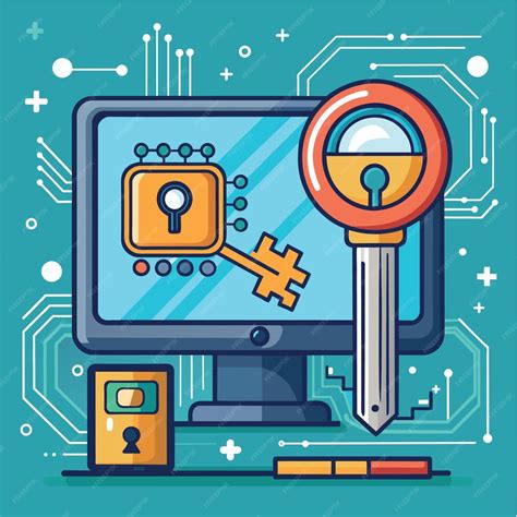 Digital Cyber Safety Or Security Encryption Concept Small Metal Key On Computer Circuit Board