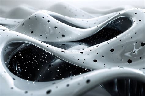 Abstract Black And White Liquid Waves With Dots For Modern Artwork And Design Generative Ai