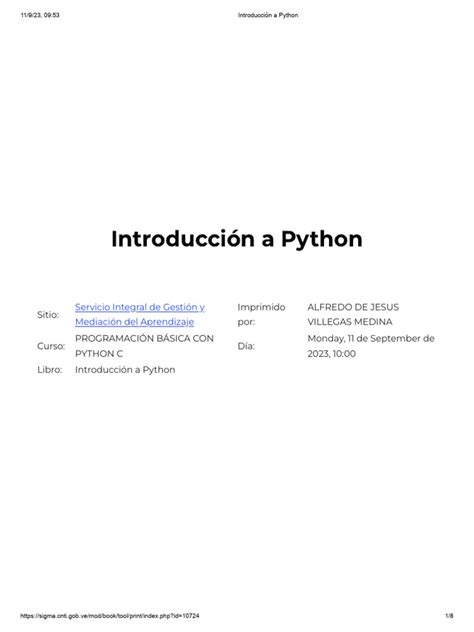 Introducción A Python Pdf Python Lenguaje De Programación