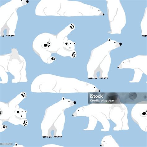 북극곰 나무와 겨울 배경입니다 배경 벽지 Frabic에 대한 벡터 일러스트 원활한 패턴 편집 가능한 요소 겨울에 대한 스톡 벡터 아트 및 기타 이미지 Istock