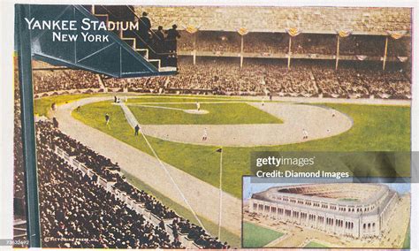 A Postcard View Of Yankee Stadium From 1923 Shows Action During A
