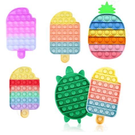 피젯 장난감 푸시 잇 버블 안티 스트레스 릴리버 스트레스 장난감 레인보우 성인 어린이 감각 장난감 자폐증 완화 피젯스퀴즈 장난감 Aliexpress