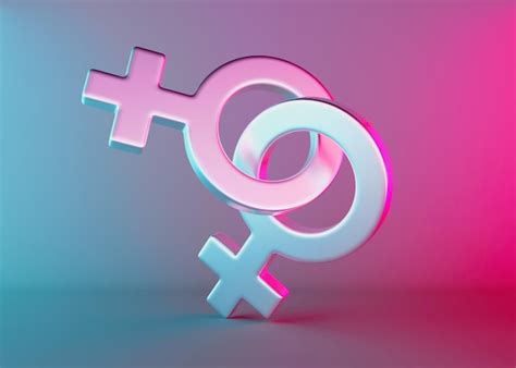 premium photo two female sex symbols with neon light venus symbol for