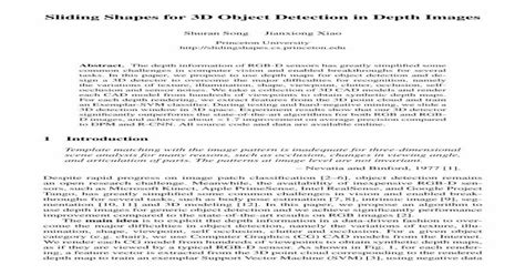 Sliding Shapes For 3d Object Detection In Depth Images [pdf Document]