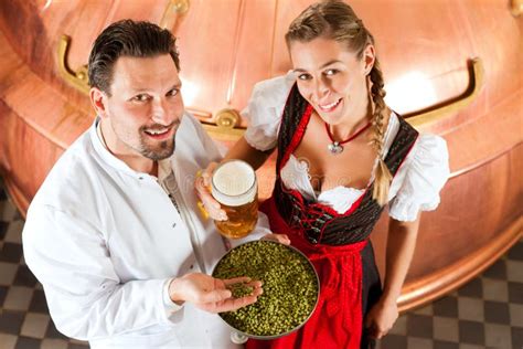 Brewer And Woman With Beer Glass In Brewery Stock Image Image Of Beautiful Drinking 24232719