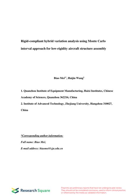 Pdf Rigid Compliant Hybrid Variation Analysis Using Monte Carlo