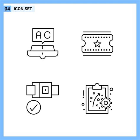 4 Icons Line Style Creative Outline Symbols Black Line Icon Sign