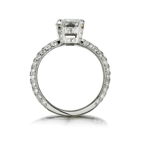 160 Carat Emerald Cut Diamond Pave Set Engagement Ring Van Rijk