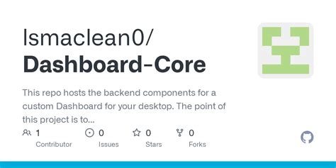 Github Lsmaclean0dashboard Core This Repo Hosts The Backend