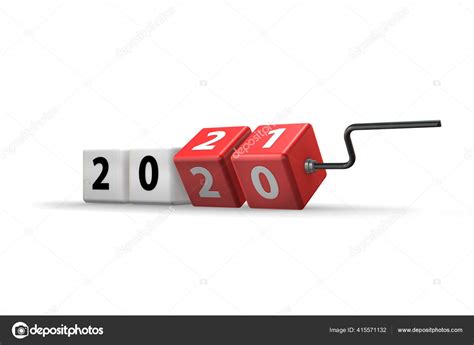 Concept Of Changing Year From 2020 To 2021 3d Rendering Stock Photo
