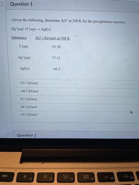 solved question 1 given the following determine ag° at