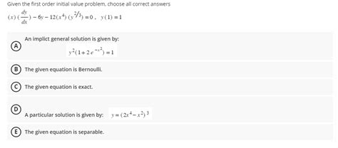 Solved Given The First Order Initial Value Problem Choose