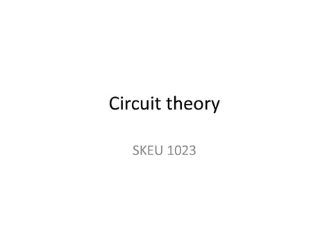 SOLUTION Circuit Theory Introduction Studypool