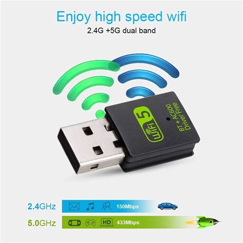 2 In 1 Usb Wifi 5 Bluetooth Adapter 600mbps Dual Band 2 4g 5ghz Network Wireless Wlan Receiver
