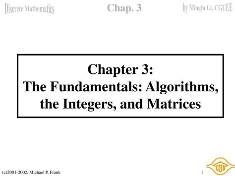 Ppt Chapter 3 The Fundamentals Algorithms The Integers And