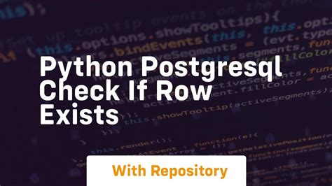 Python Postgresql Check If Row Exists Youtube