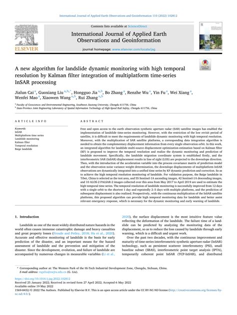 Pdf A New Algorithm For Landslide Dynamic Monitoring With High