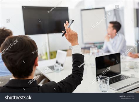 Business Woman Raise Hand Team Meeting Stock Photo 1859657743 Shutterstock