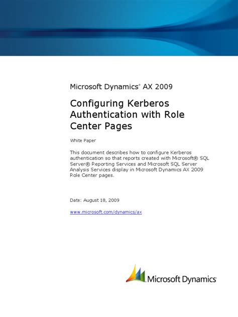 Configuring Kerberos Authentication With Role Center Pages Microsoft