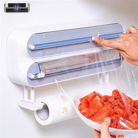 Magnetic Plastic Wrap Dispenser With Cutter Refillable