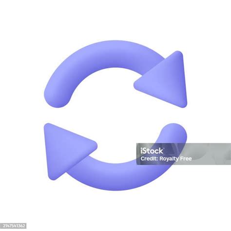 Two Rotating Arrows In A Circle Refresh Reload Recycle And Update Symbol 3d Vector Icon Cartoon