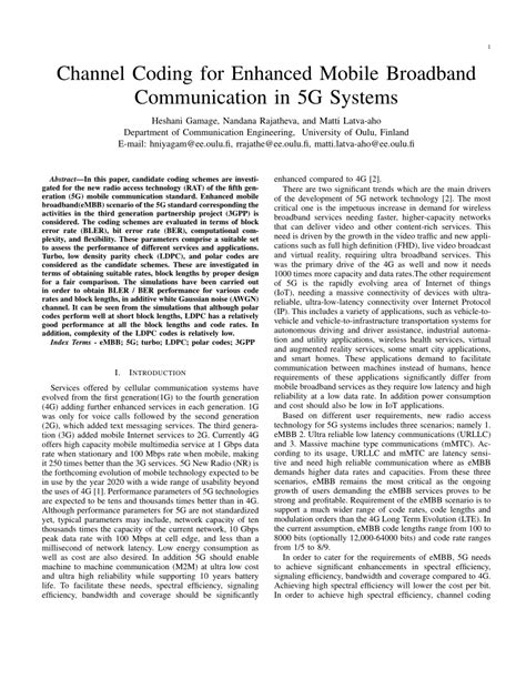 PDF Channel Coding For Enhanced Mobile Broadband Communication In G Systems