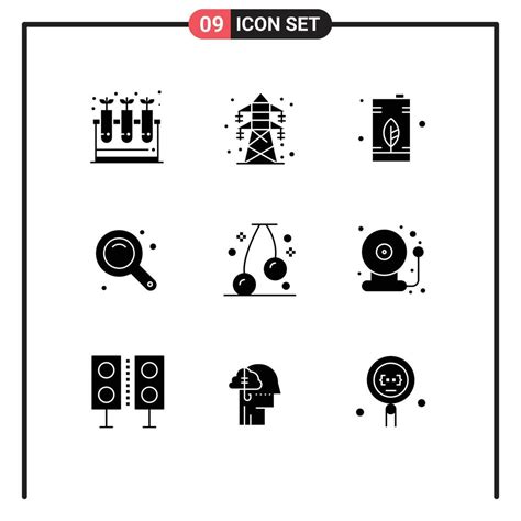Universal Icon Symbols Group of 9 Modern Solid Glyphs of cherry zoom ...