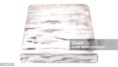 대리석 도마 빈 회색 화강암 판자 인테리어용 석재 표면 차돌박이 부엌 질감 정면 대각선 보기 음식 프로젝트용 템플릿입니다 흰색에 고립된 수채화 그림 0명에 대한 스톡 벡터