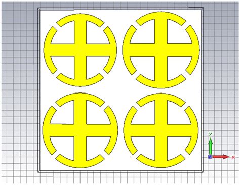 the orthographic front view of the unit cell of 4 ring array type spoke