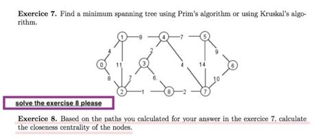 Solved Exercice 7 Find A Minimum Spanning Tree Using Prim S Chegg Com