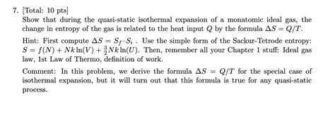Solved 7 [total 10 Pts] Show That During The Quasi Stat