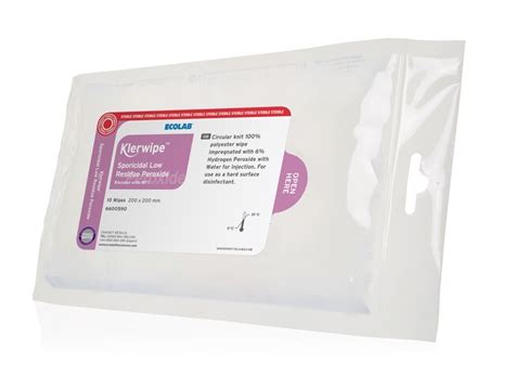 Ecolab Klerwipe Sporicidal Low Residue Peroxide Blended With Wfi 100 Polyester Pouch Wipes 200