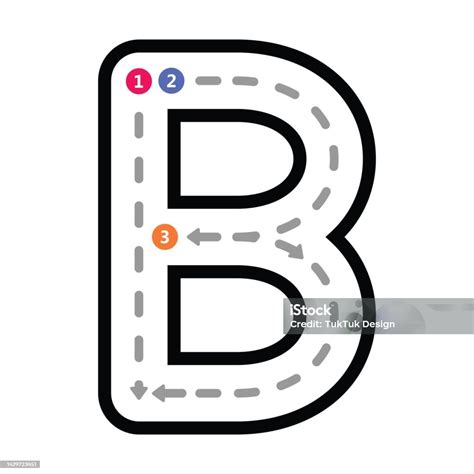 Menelusuri Huruf Kapital Huruf Besar Alfabet B Elemen Garis Putusputus Untuk Tk Paud Dan Lembar