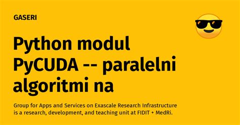 Python Modul Pycuda Paralelni Algoritmi Na Matricama Gaseri