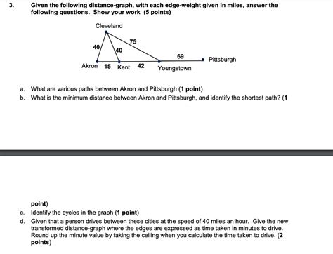 solved 3 given the following distance graph with each