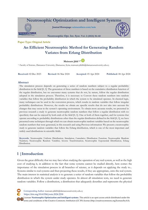 Pdf An Efficient Neutrosophic Method For Generating Random Variates