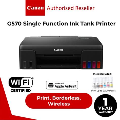 Canon Pixma G570 Single Function Ink Tank Wireless High Volume Photo