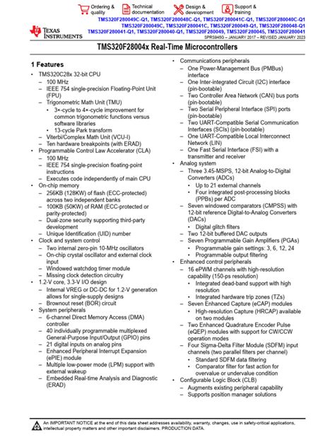 Tms320f28004x Real Time Microcontrollers 1 Features Pdf Microcontroller Analog To Digital