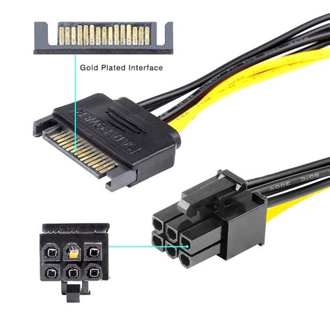 Dual Sata 15pin To 6pin Graphics Card Power Cable Buy Online At Low