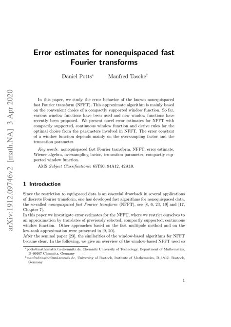 Pdf Uniform Error Estimates For The Nfft