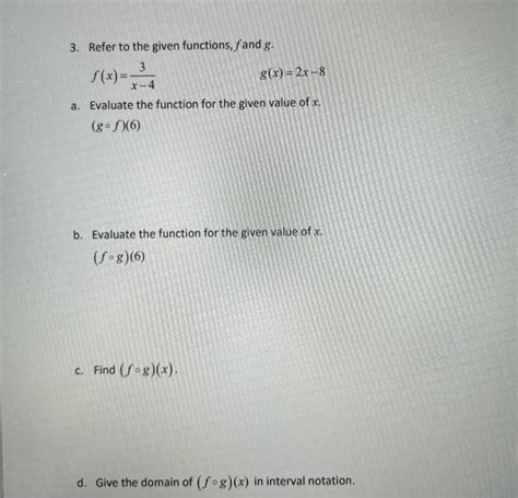 solved 3 refer to the given functions fand g 3 s x