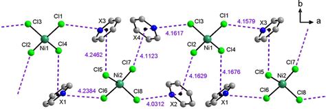 Representation of the anion⋯π interactions (purple dashed lines) in ...
