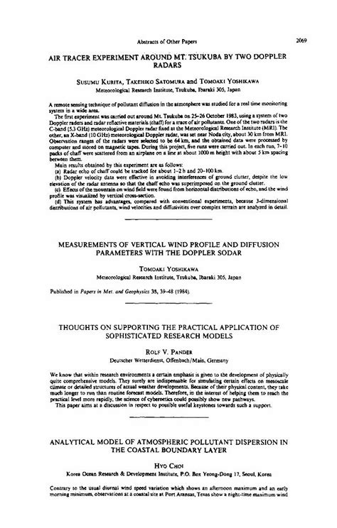 PDF Analytical Model Of Atmospheric Pollutant Dispersion In The Coastal Boundary Layer
