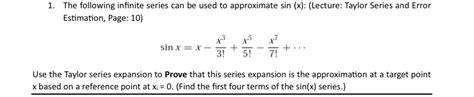 Solved The Following Infinite Series Can Be Used To