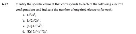 Solved 6 77 Identify The Specific Element That Corresponds