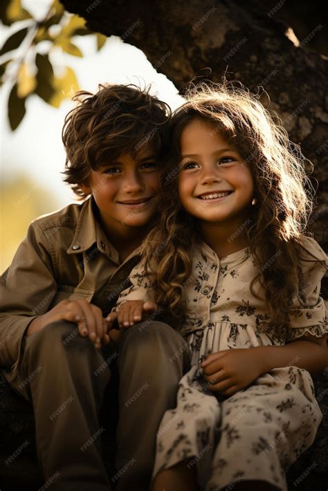 Premium Photo Sibling Bonding Under A Tree S Shade