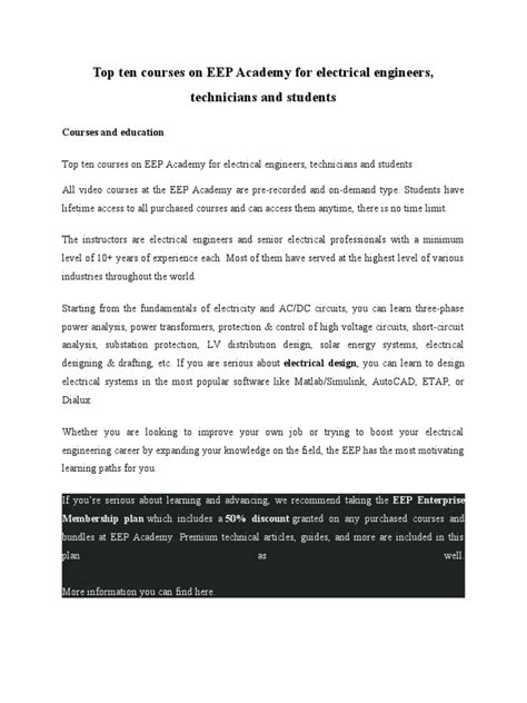 Top Ten Courses On Eep Academy For Electrical Engineers Pdf